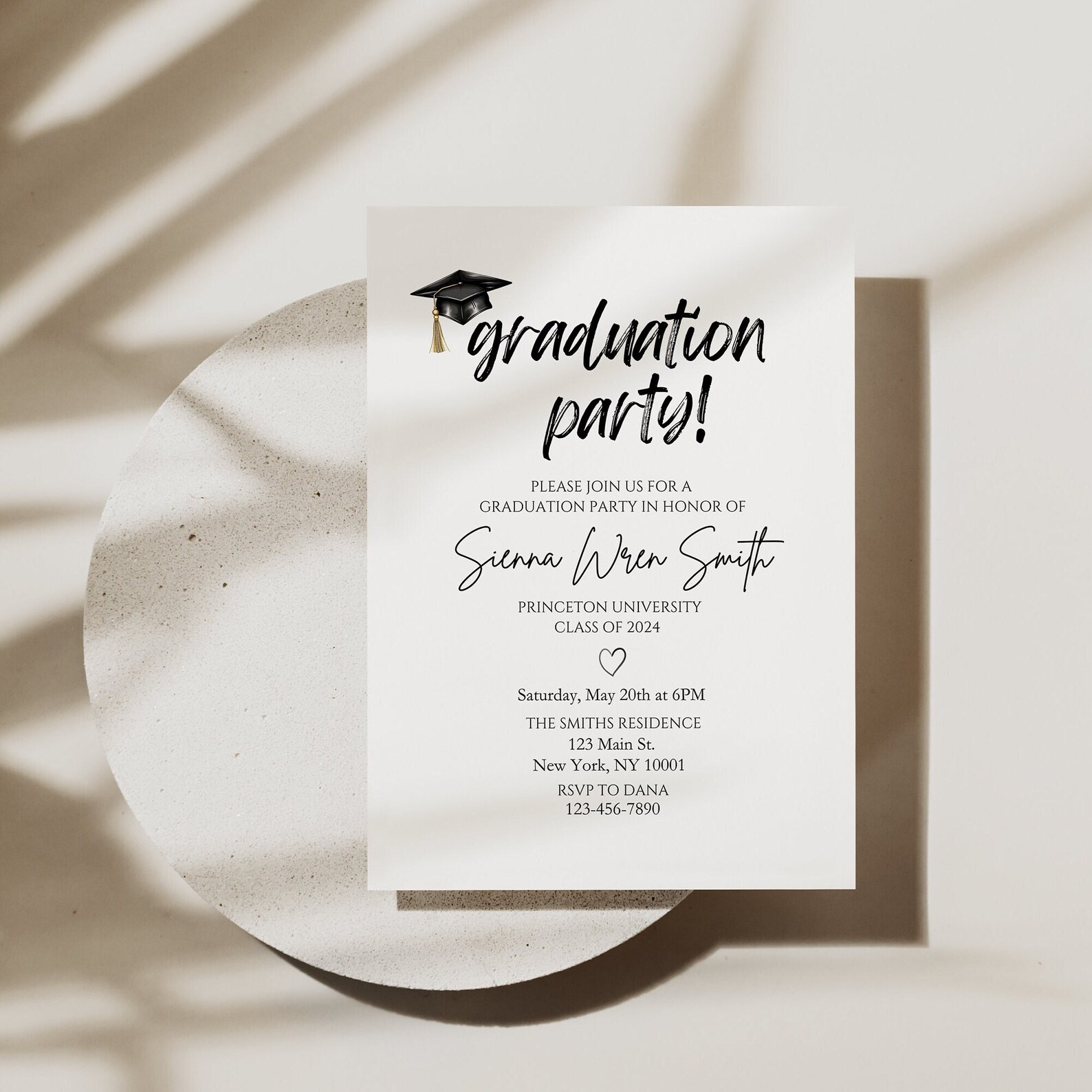 Editable Minimalist Graduation Party Invitation, Graduation Invitation ...