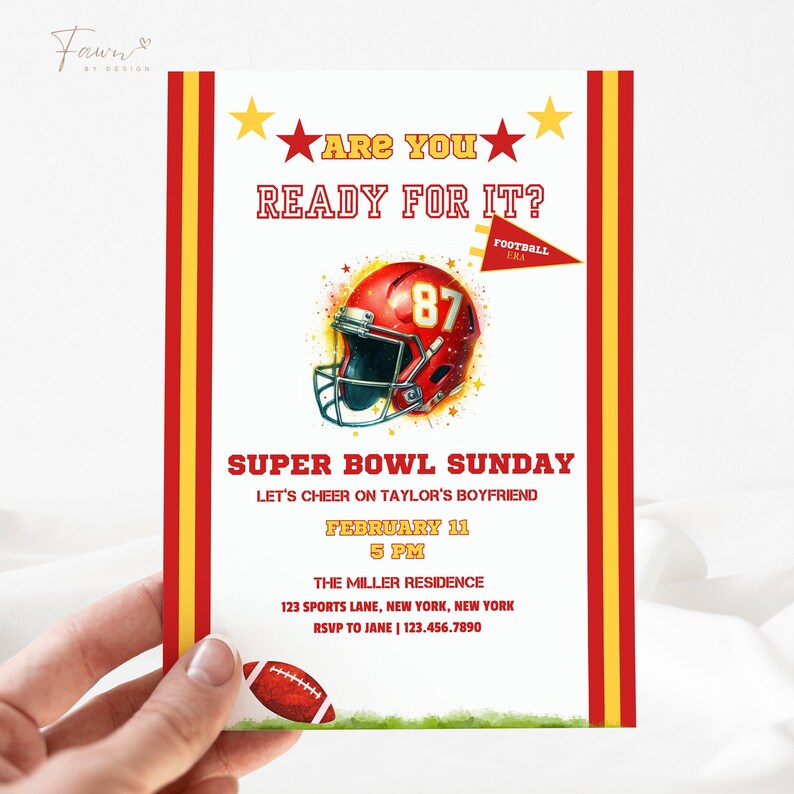 Editable Super Bowl Party Invitation: Football Game Day (digital Invite ...