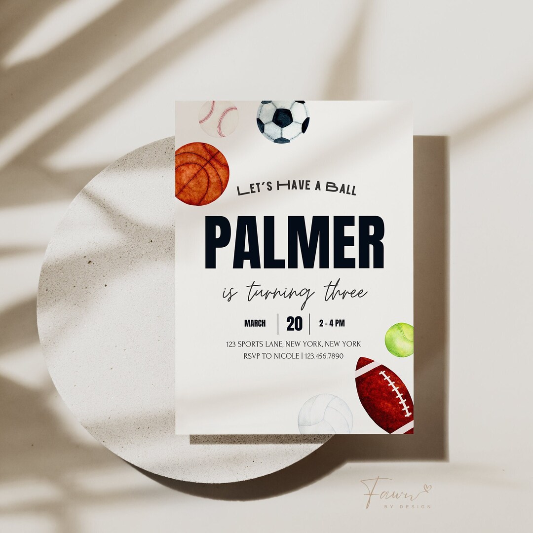 Editable Let's Have a Ball Invite, Ball Birthday Invitation Digital ...