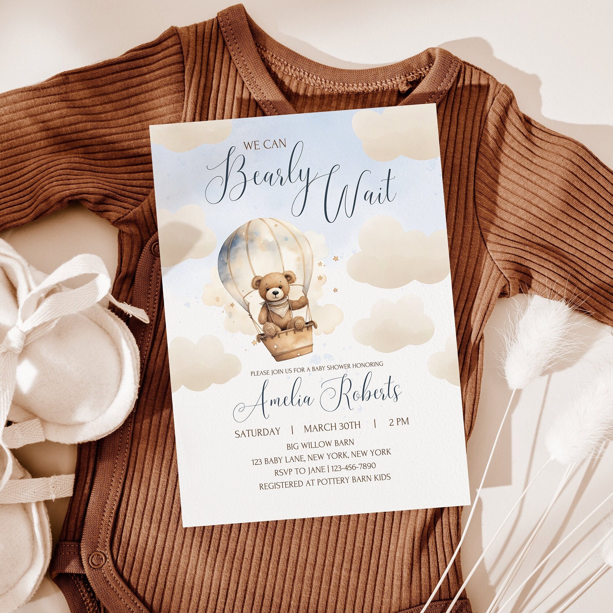 Editable We Can Bearly Wait Invitation, We Can Bearly Wait Baby Shower ...