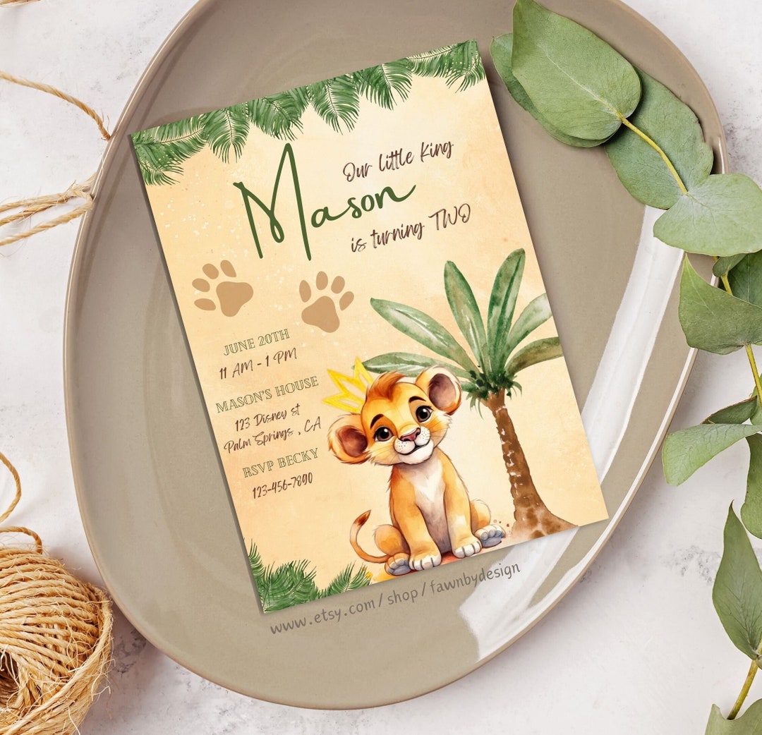 Editable Lion King Birthday Invitation, Simba Birthday Invitation ...