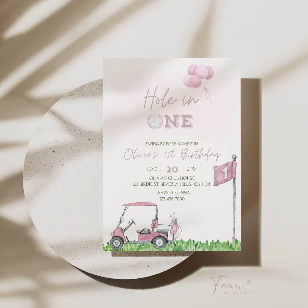 Editable Pink Golf Birthday Invitation, Let's Par Tee, Girl Golf ...