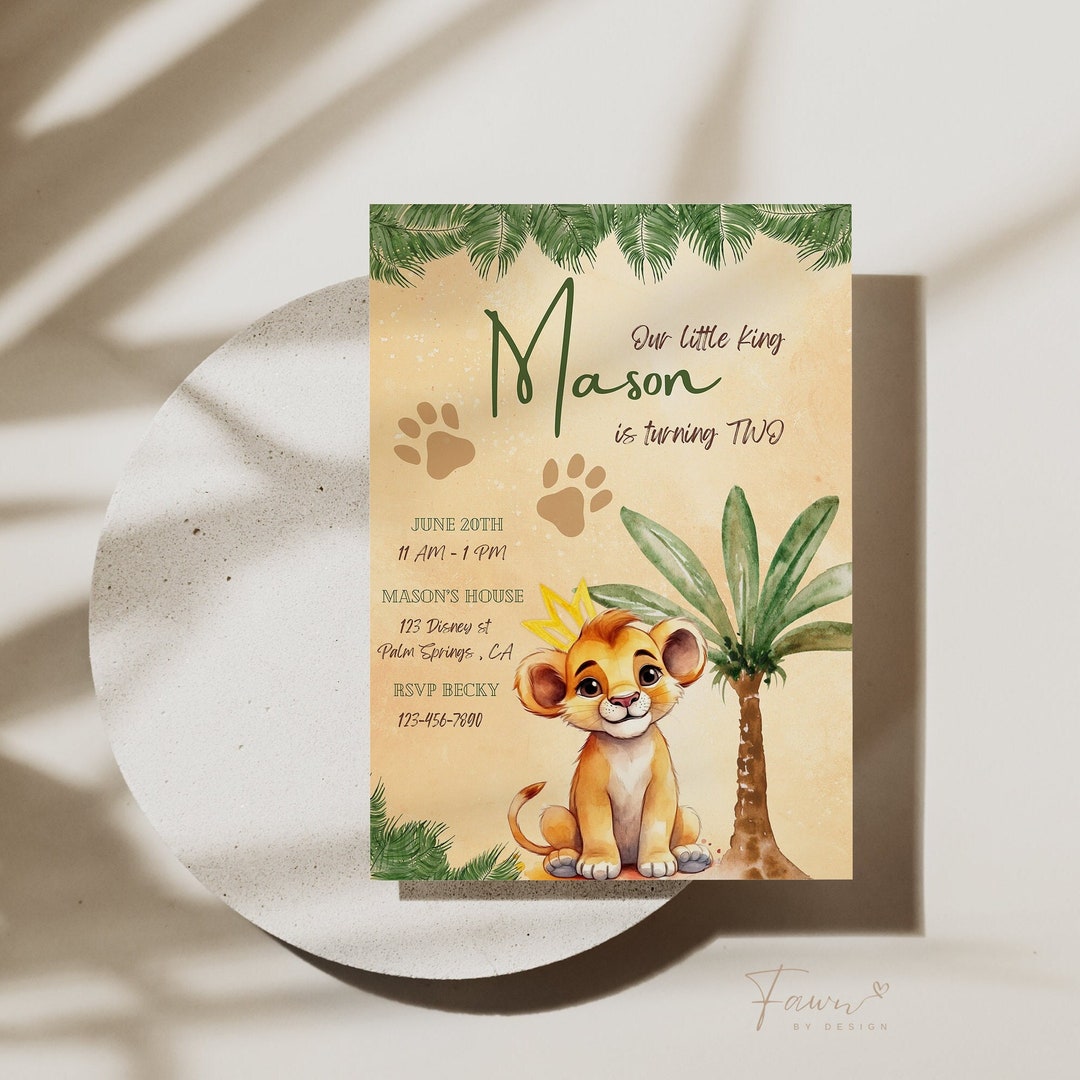 Editable Lion King Birthday Invitation, Simba Birthday Invitation ...