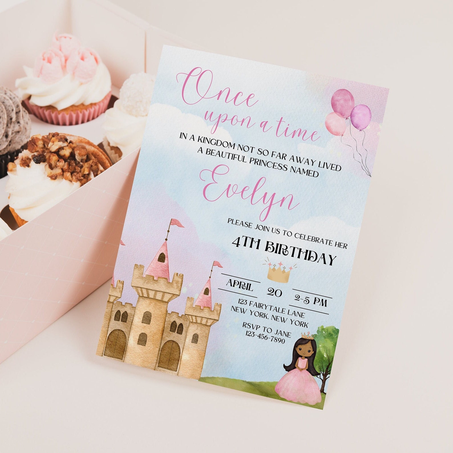 Editable Princess Birthday Invitation, Once Upon a Time Birthday ...