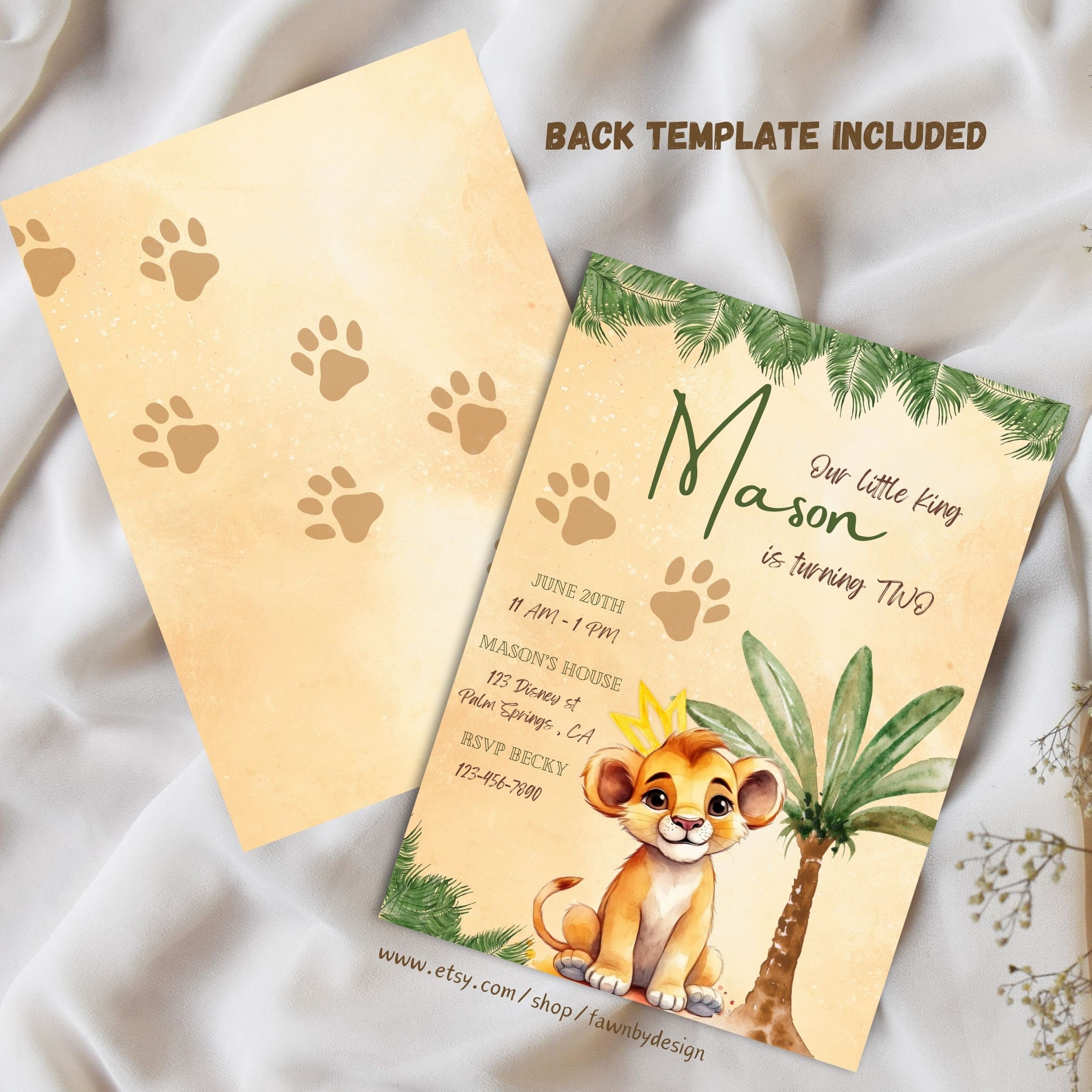 Editable Lion King Birthday Invitation, Simba Birthday Invitation ...