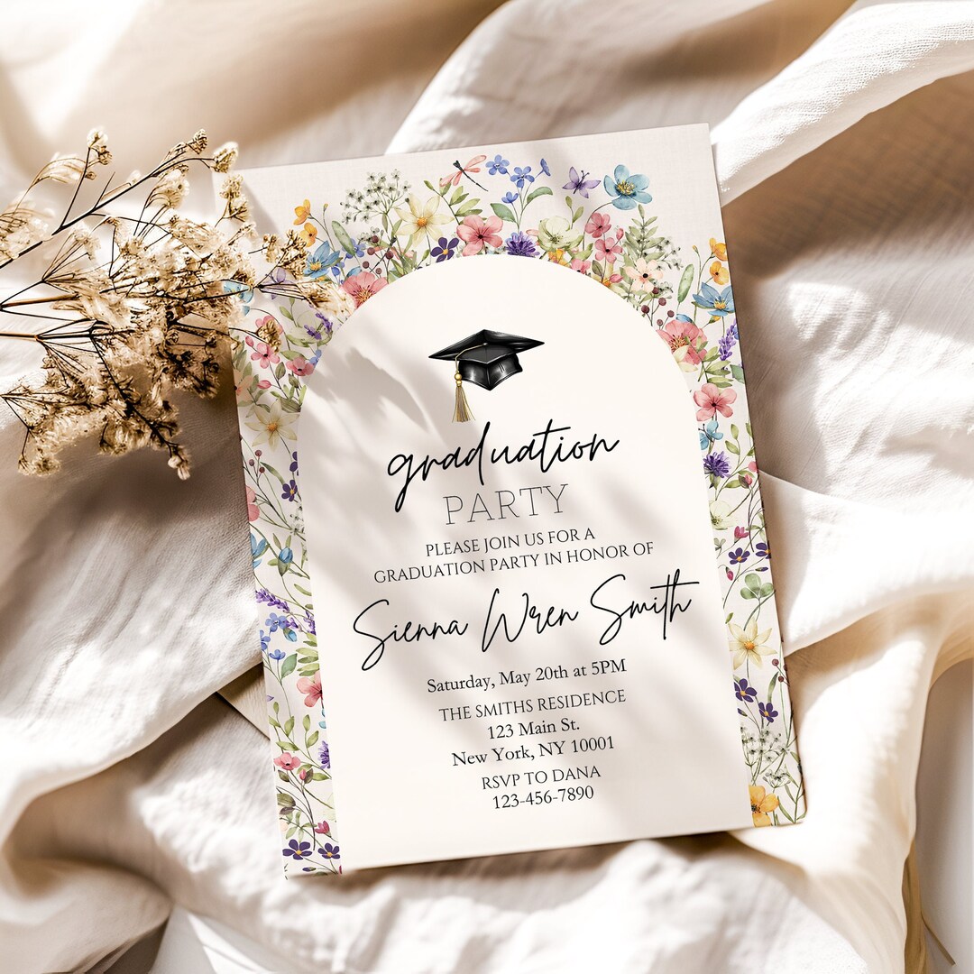 Editable Wildflower Graduation Invitation, Wildflower Graduation ...