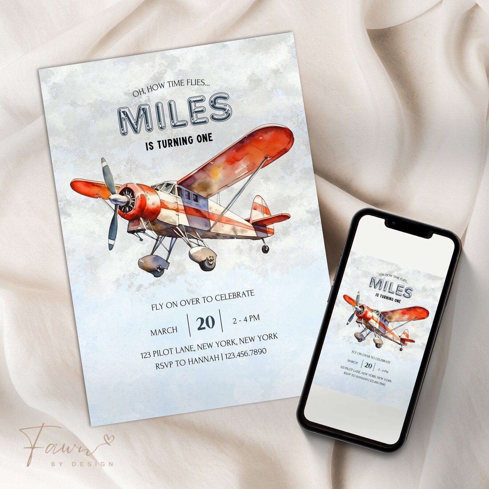 Editable Airplane Birthday Invitation Template, Modern Plane Invitation ...