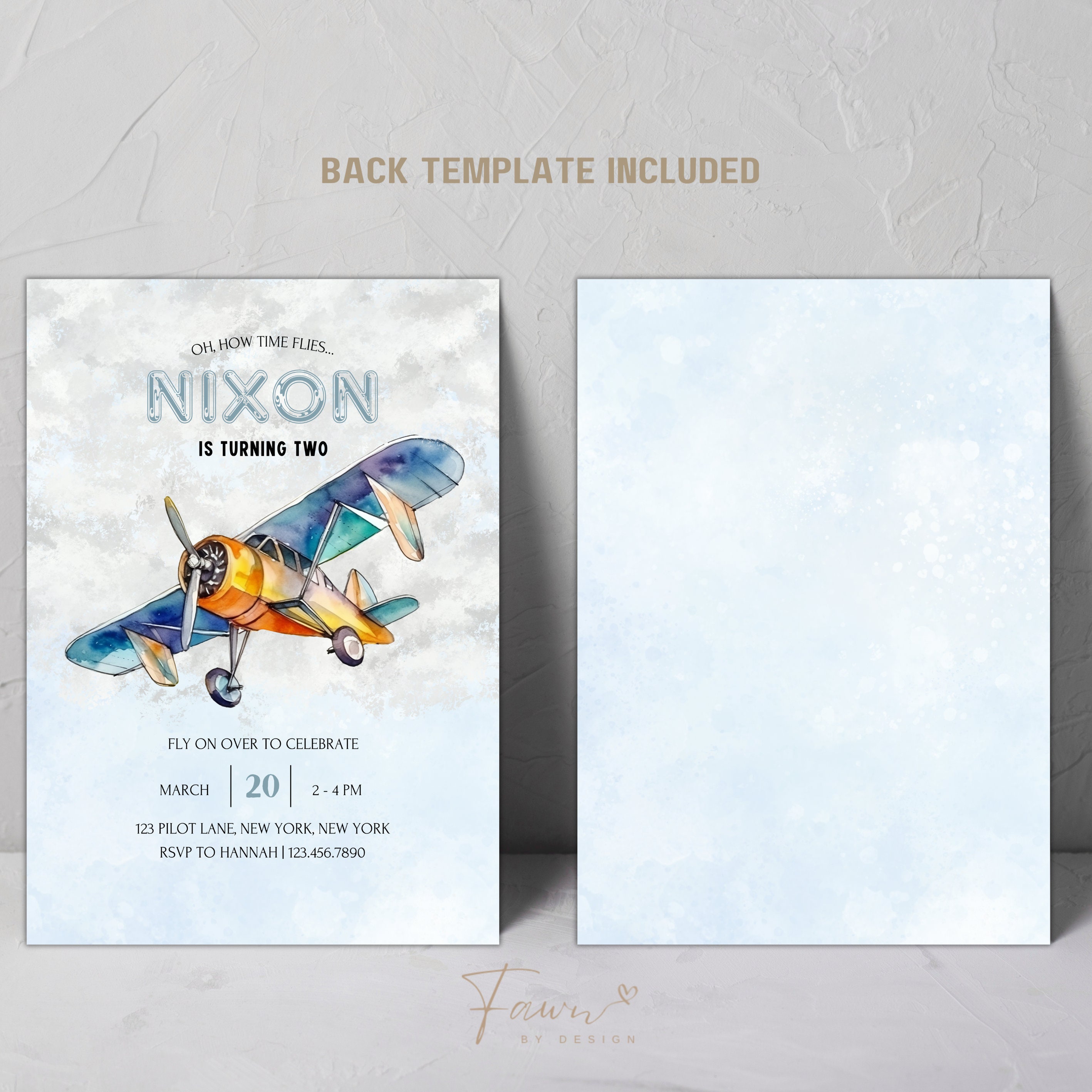 Editable Airplane Birthday Invitation Template, Modern Plane Invitation, Airplane Invitation ...