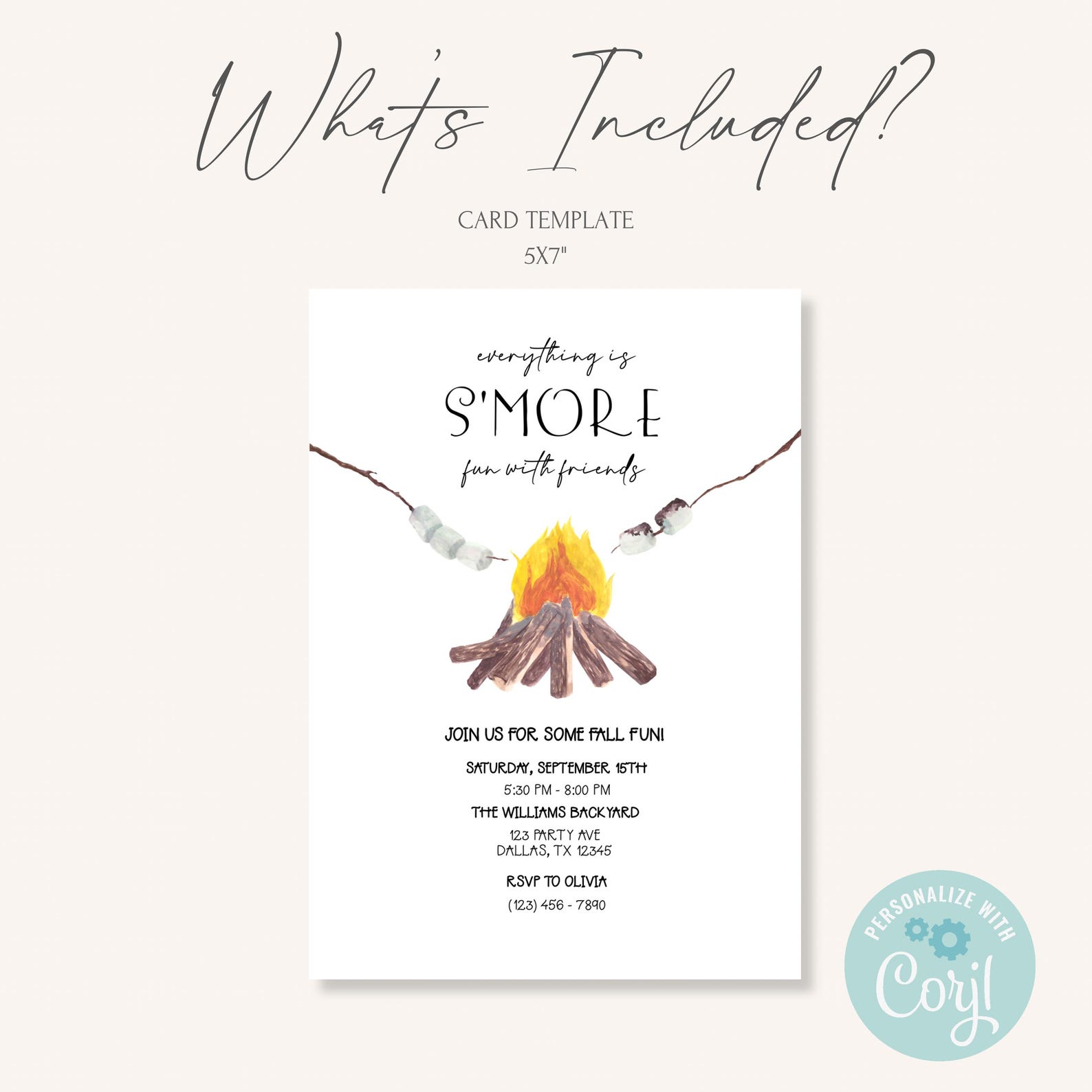S'mores Party Invitation Template: Bonfire Birthday, Camping, Friends ...