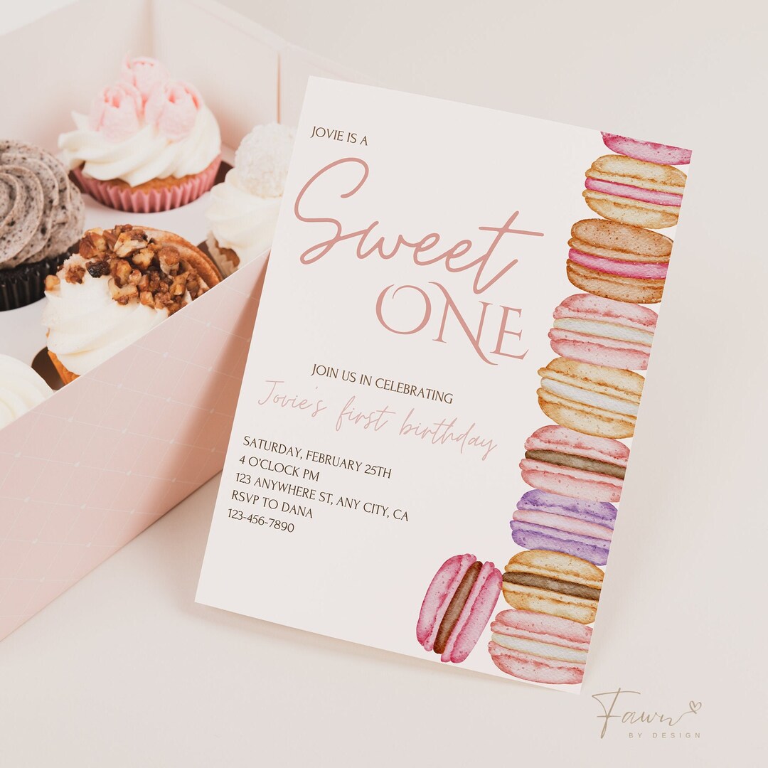 Editable Sweet One Invitation, Pastel Sweets Birthday Invitation ...