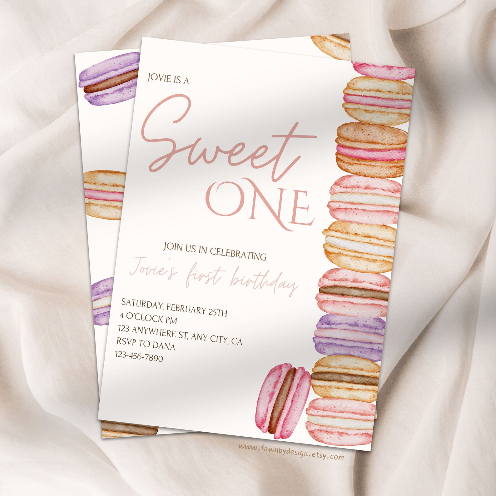 Editable Sweet One Invitation, Pastel Sweets Birthday Invitation ...