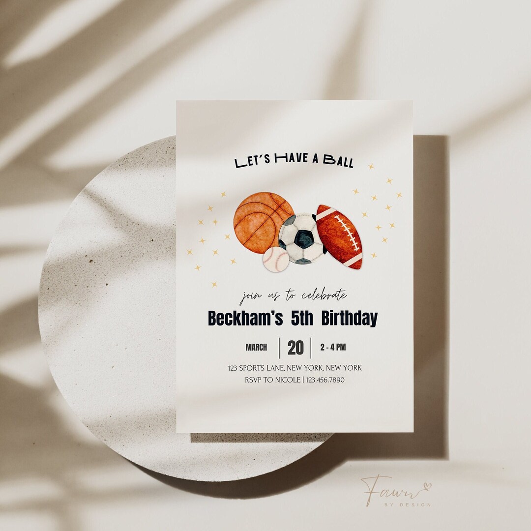 Sports Birthday Invitation: Editable Ball Theme (digital Download) - Etsy