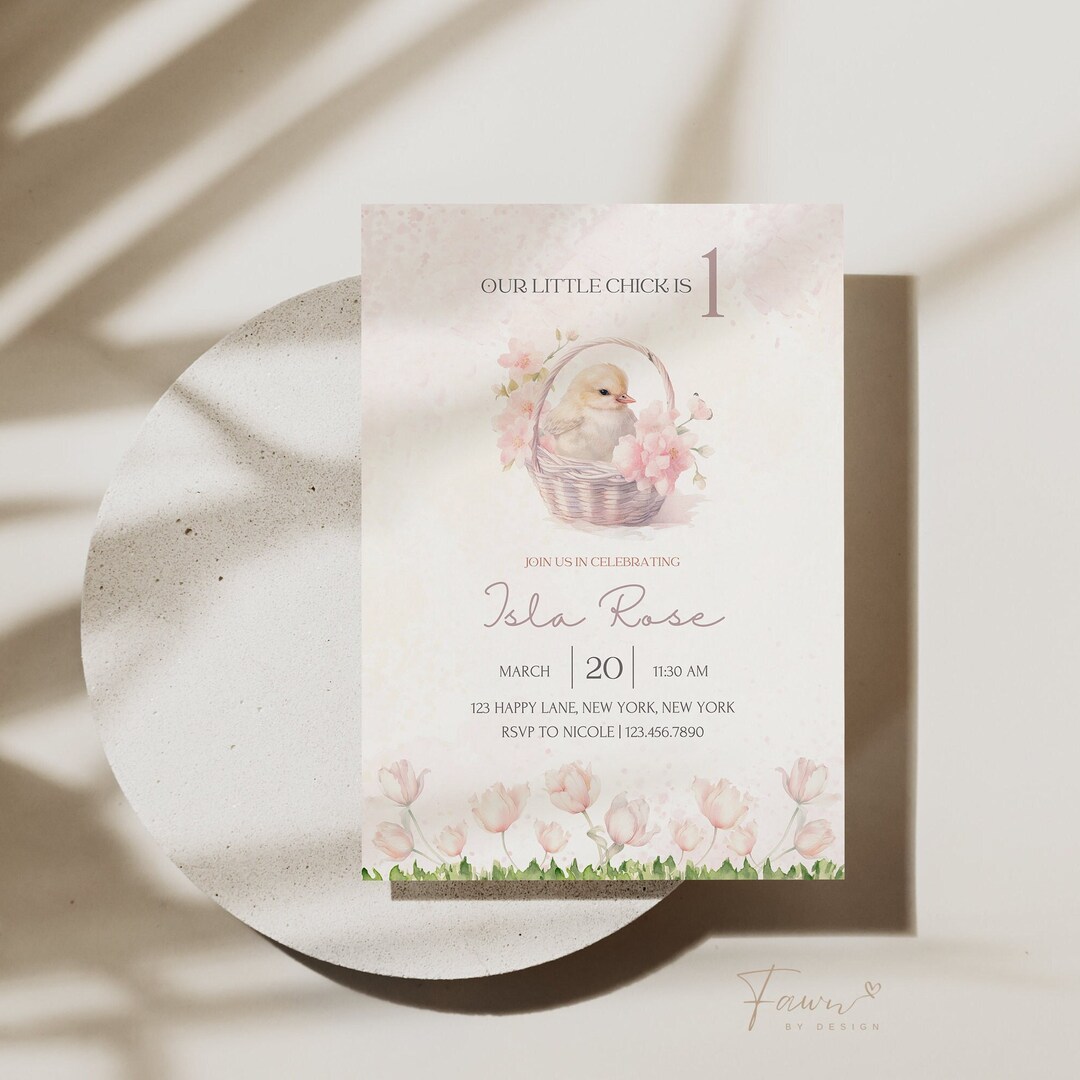 Editable Chicken Birthday Invitation, Little Chick Party Invitation ...