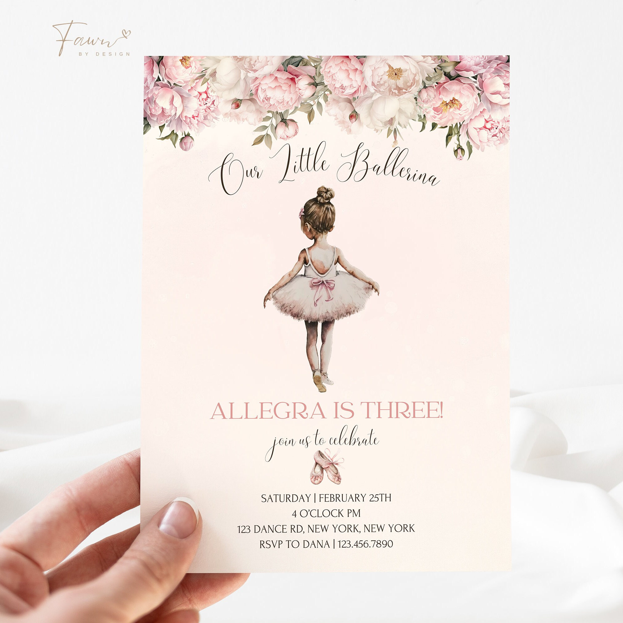 Editable Ballerina Birthday Invitation, Girl Dance Party, Modern ...