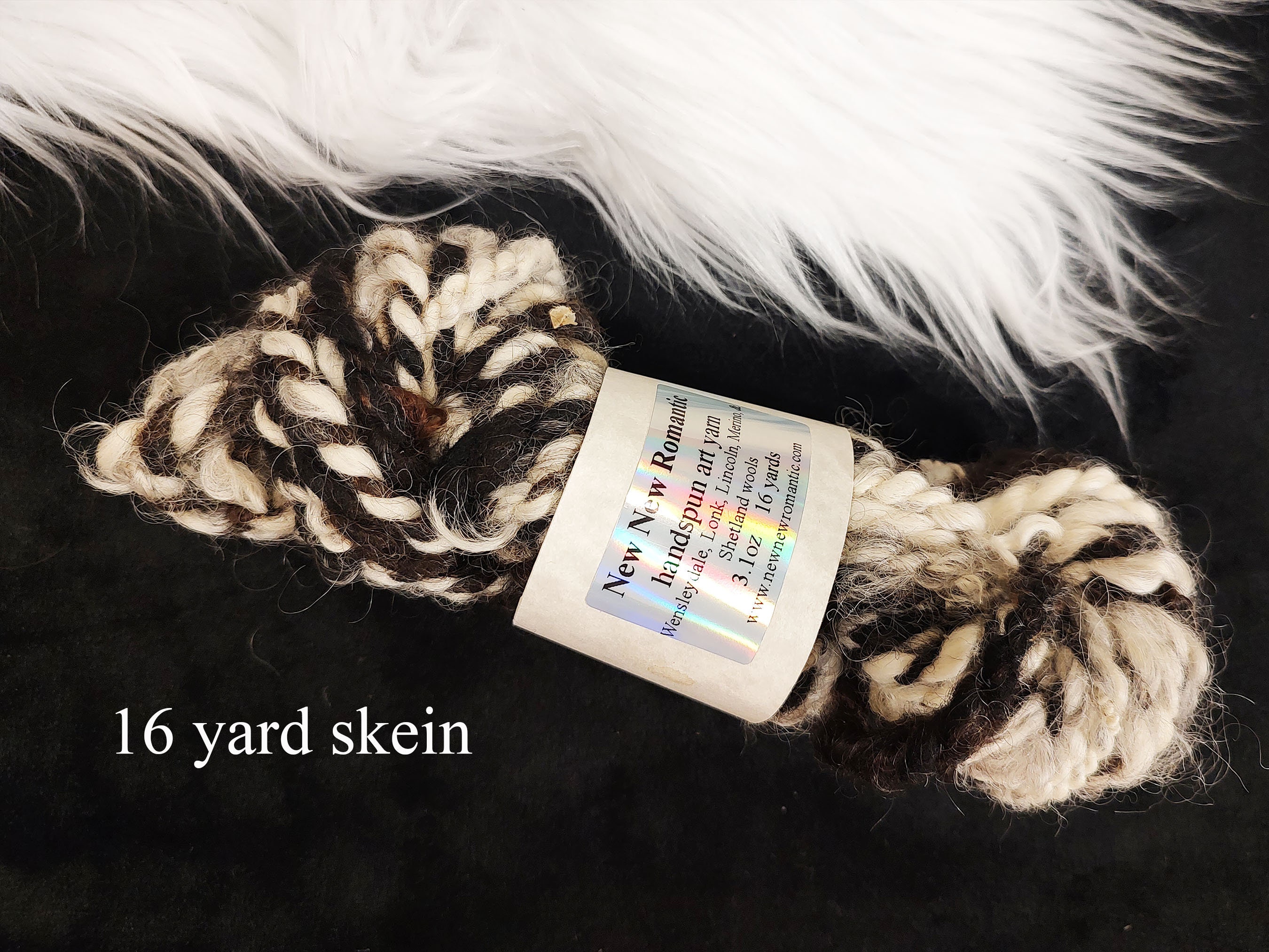Black and White Self Striping Rare Sheep Wool Fuzzy Textured Art Yarn ...