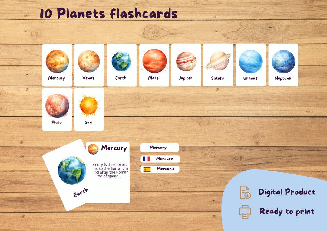 10 Solar System Flash Cards | Homeschool Printables | Space Flash Cards ...
