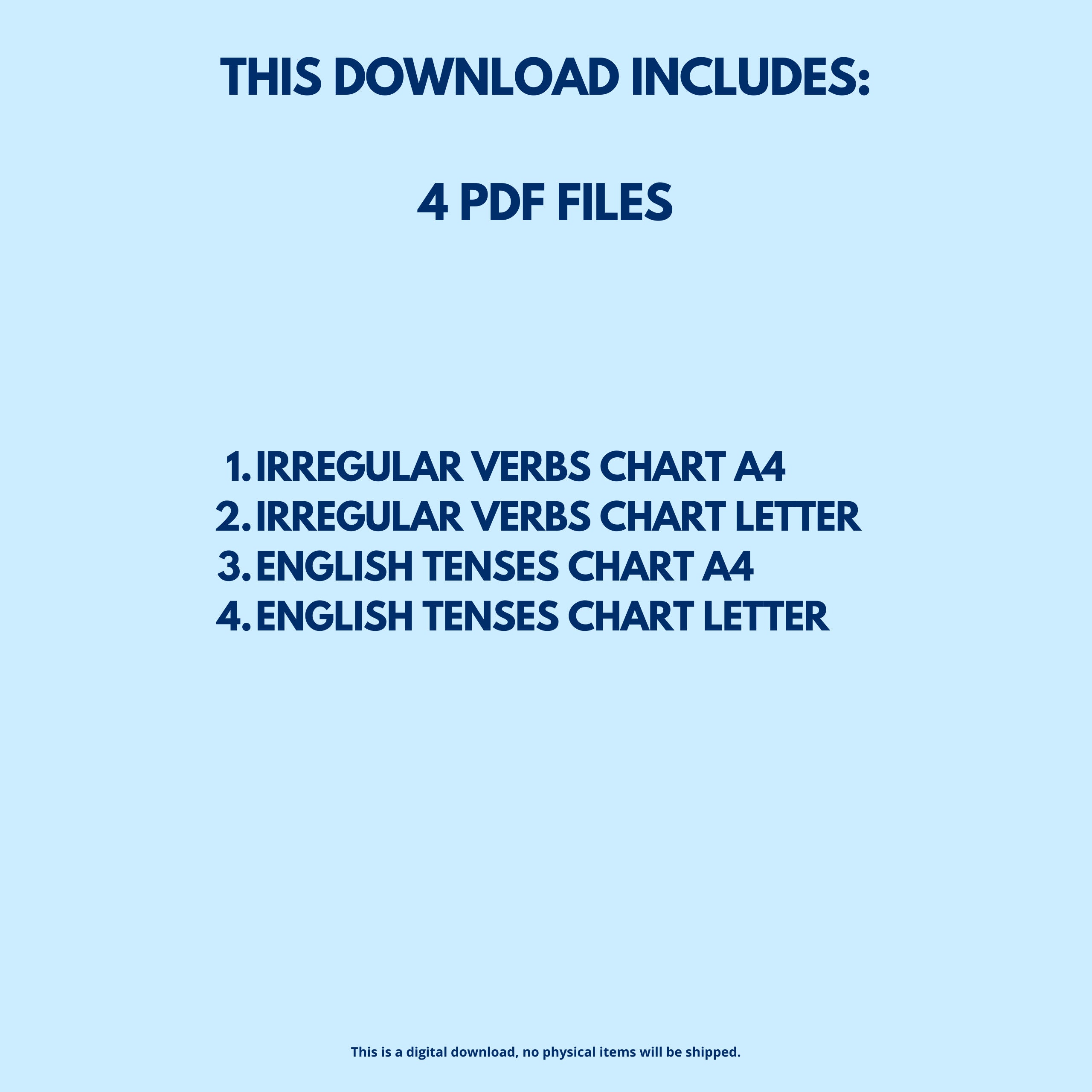 English Tenses and Irregular Verbs Charts Grammar Overview - Etsy
