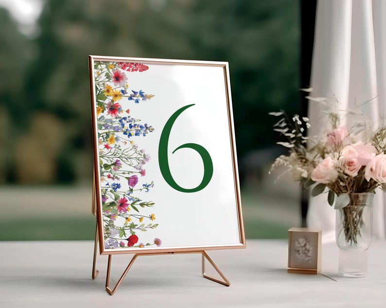Wildflowers Table Numbers Canva Template Wildflower Table Numbers DIY ...