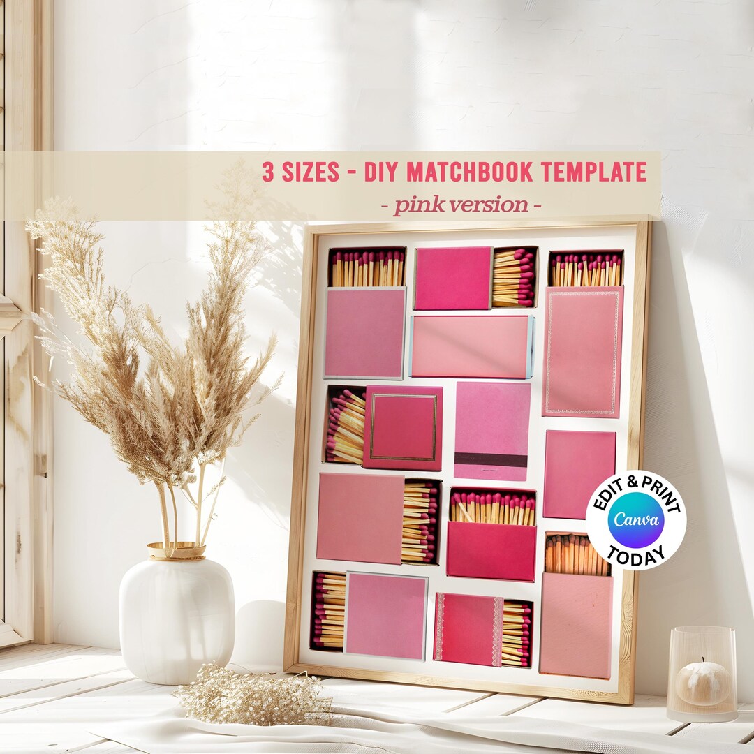Pink Matchbook Template Blank Matchbox Art Canva Template Match Box ...