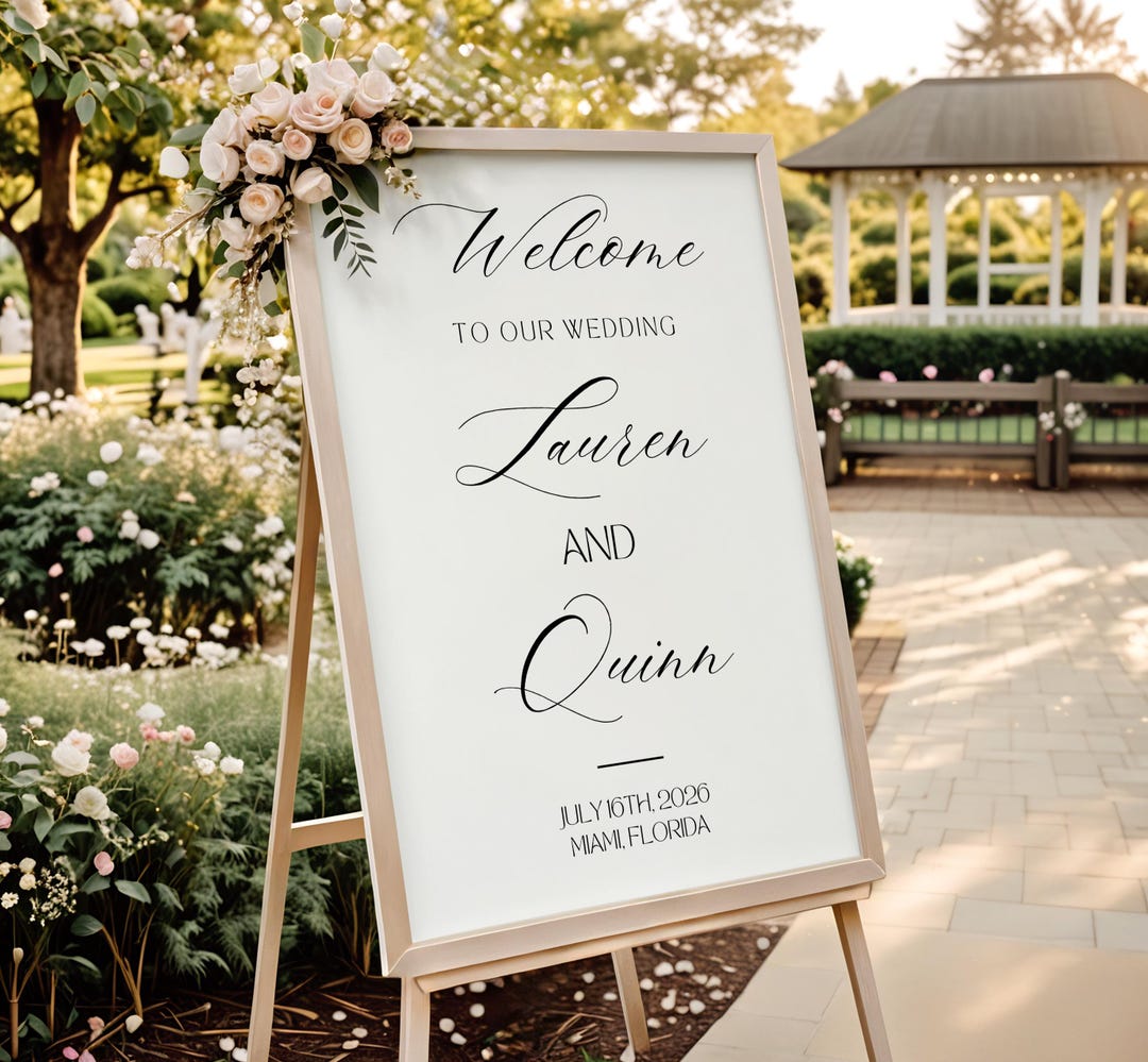 Elegant Welcome Sign Canva Template Wedding Welcome Sign Simple Welcome ...