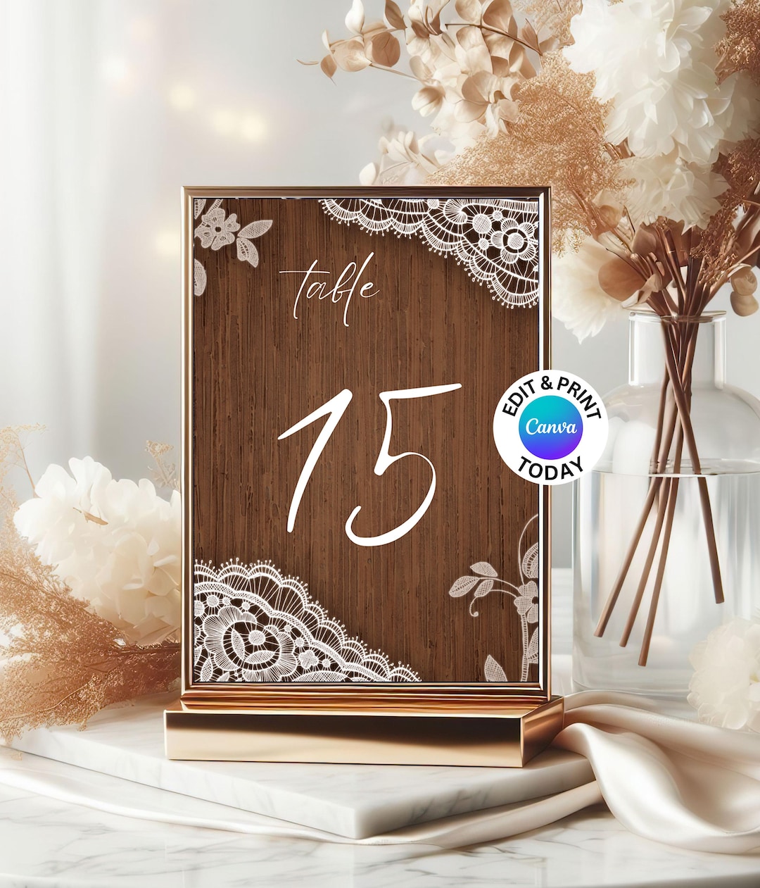 Rustic Table Numbers Canva Template Rustic Wooden Table Numbers DIY ...