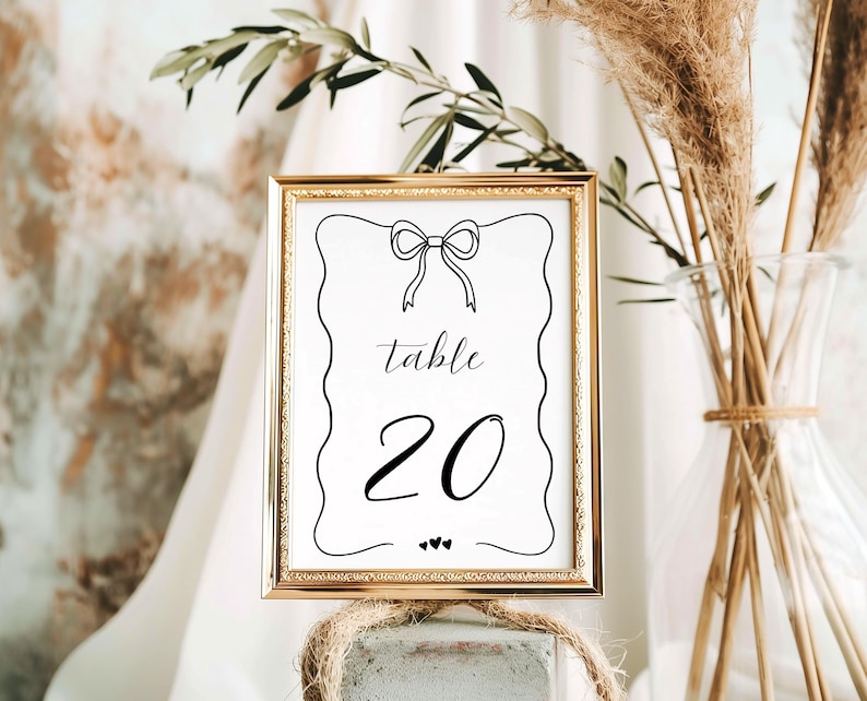 Coquette Table Numbers Canva Template Bow Table Numbers DIY Table ...