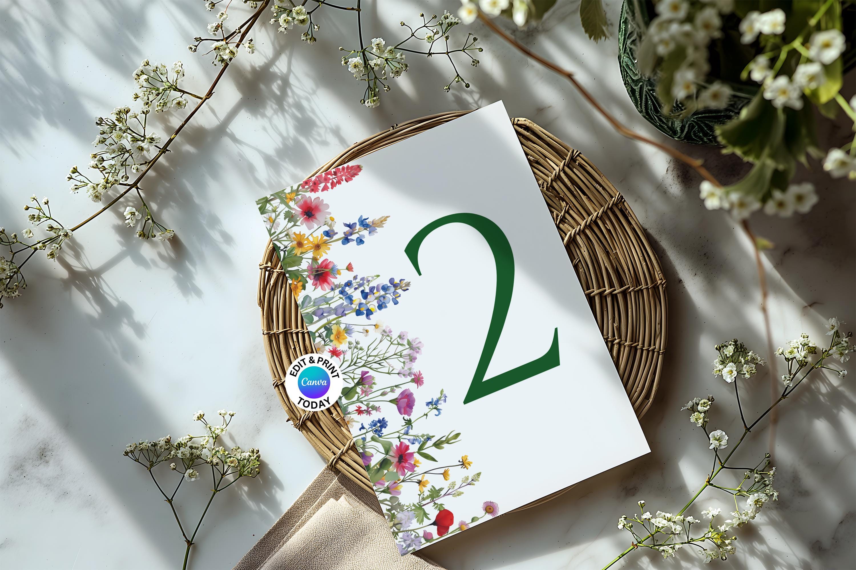 Wildflowers Table Numbers Canva Template Wildflower Table Numbers DIY ...