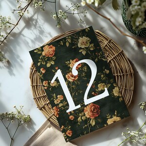 Tapestry Table Numbers Canva Template Floral Vintage Tapestry Table ...