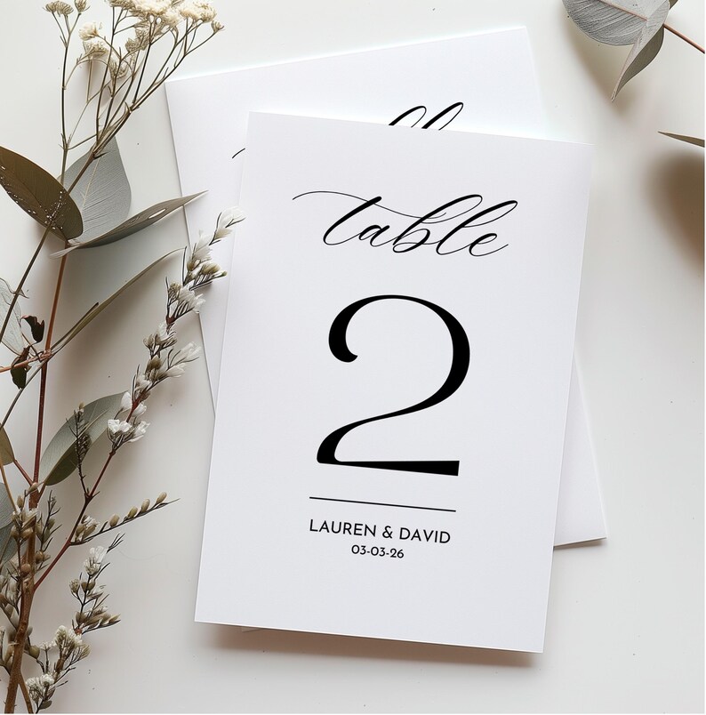 Classic Table Numbers Canva Template Simple Table Numbers DIY Table ...