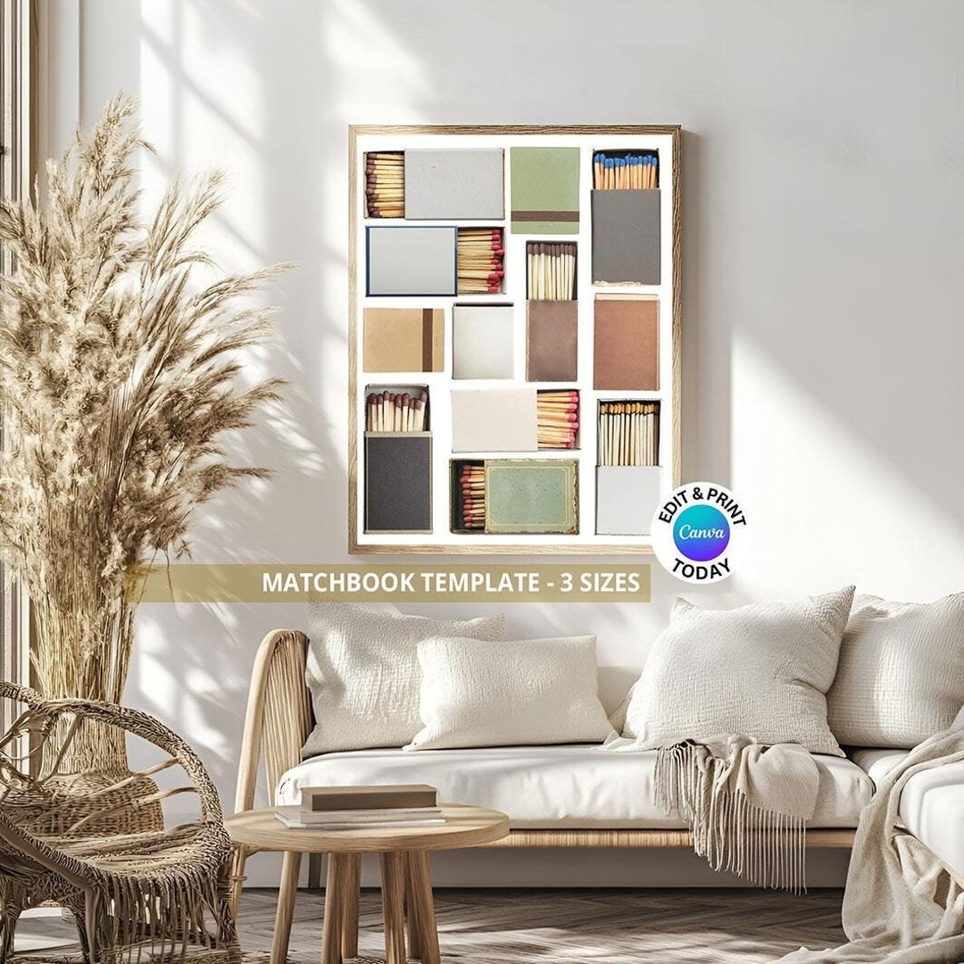 Matchbook Template Matchbox Art Canva Template Match Box Template DIY ...