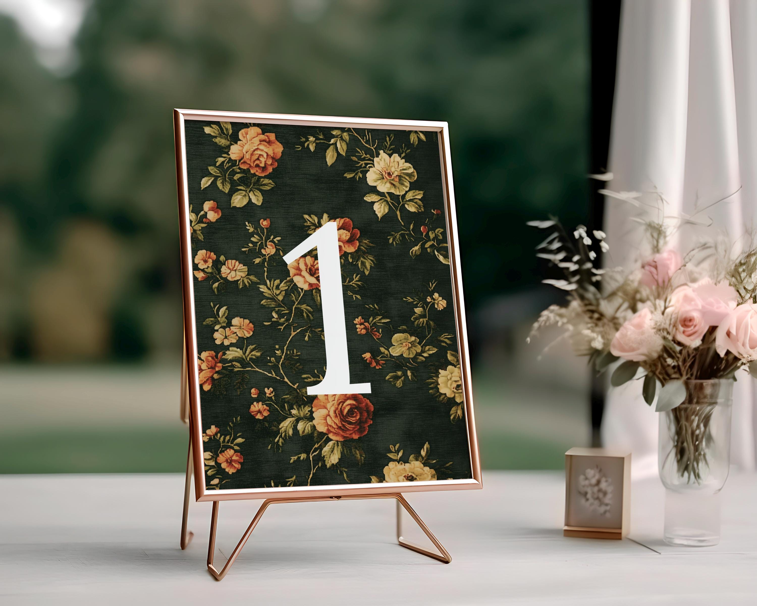 Tapestry Table Numbers Canva Template Floral Vintage Tapestry Table ...