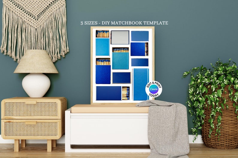 Blank Matchbook Template Blue Canva Matchbox Template for Guys Matchbox ...