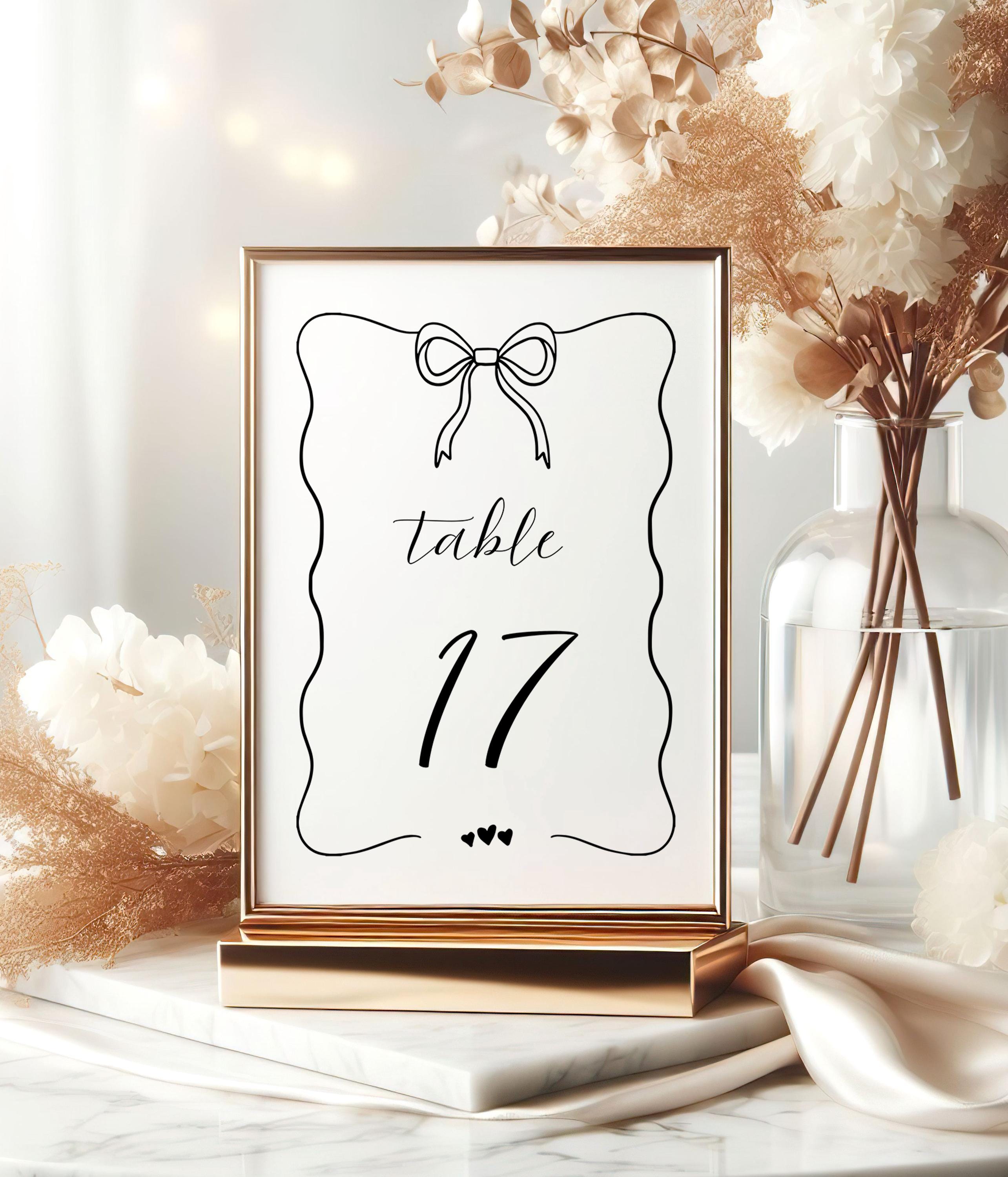 Coquette Table Numbers Canva Template Bow Table Numbers DIY Table ...