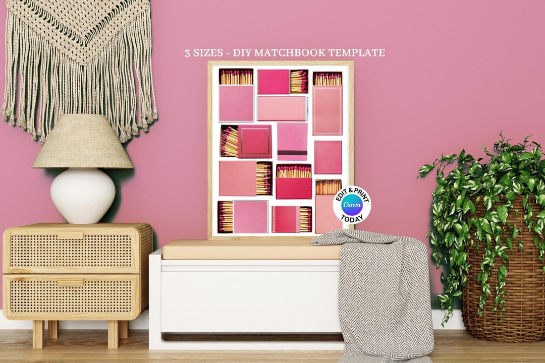 Pink Matchbook Template Blank Matchbox Art Canva Template Match Box ...