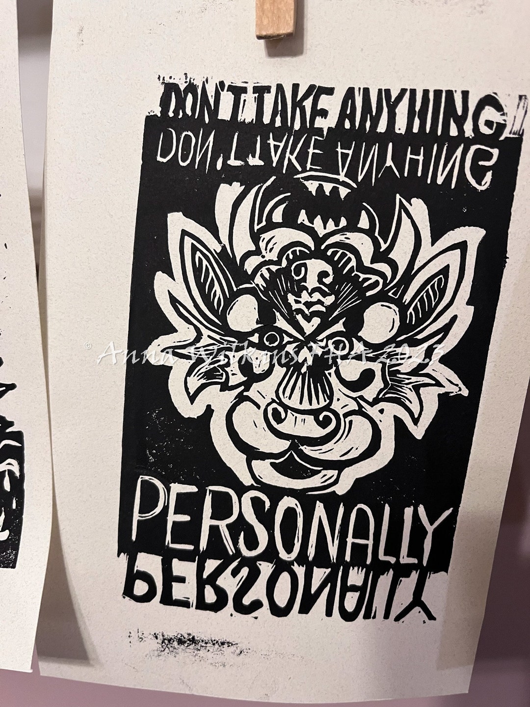 Don't Take Anything Personally Linocut Print- Second of the Four ...