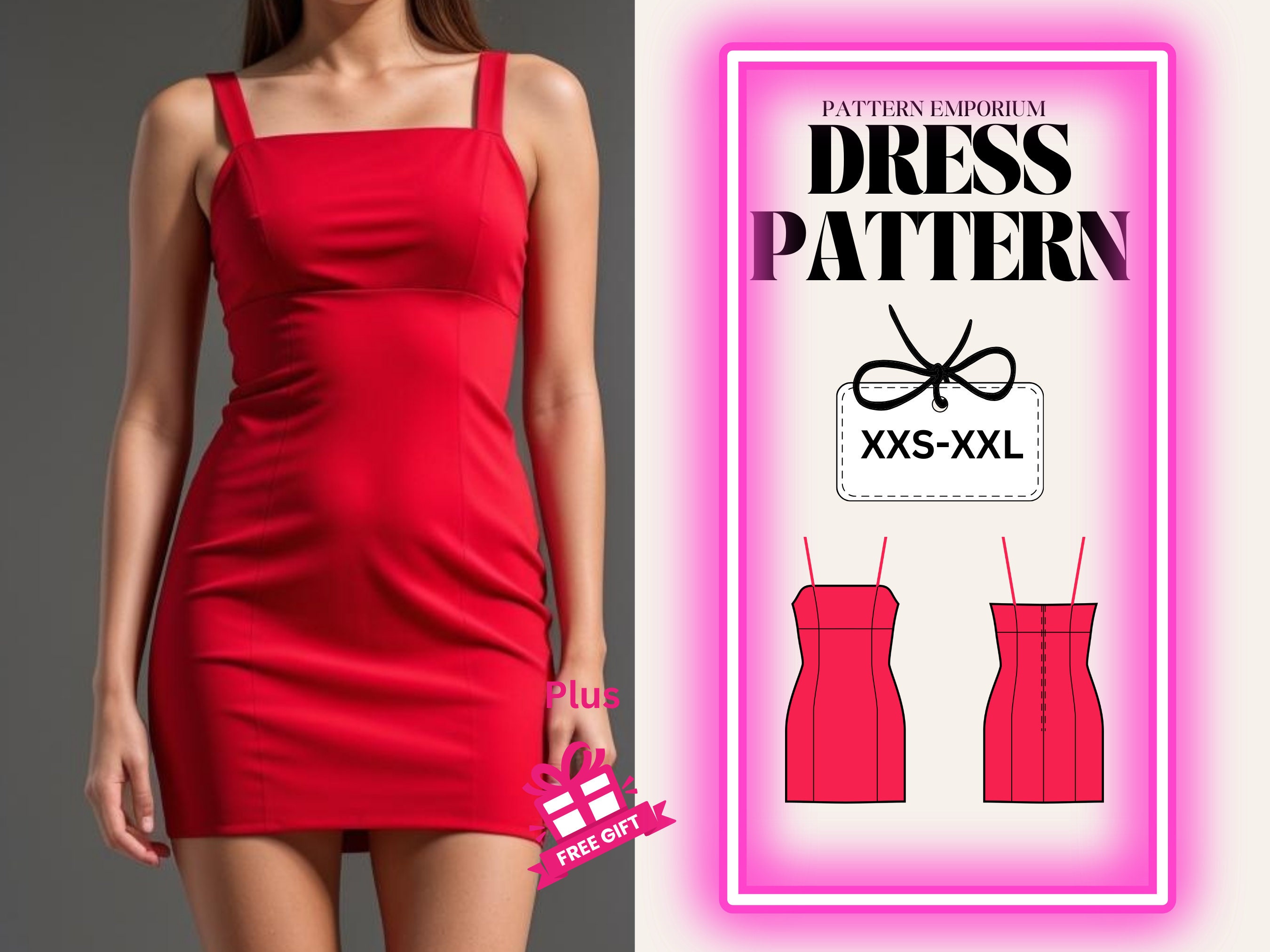 Mini Dress Dress Pattern, Bodycon Pattern, Women's Dress Sewing ...