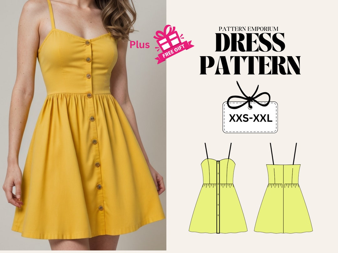 Button up Dress Pattern Cocktail Dress Bustier Dress Sewing Pattern ...