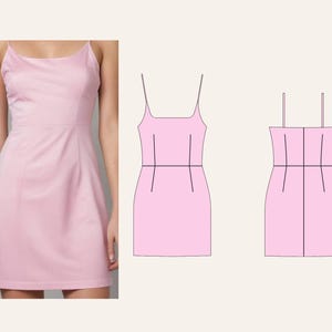 Mini Dress Sewing Pattern, Women's Dress Sewing Pattern, Bustier Sewing ...