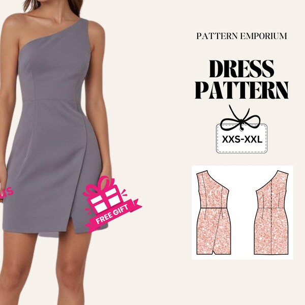 One Shoulder Dress Pattern - Etsy
