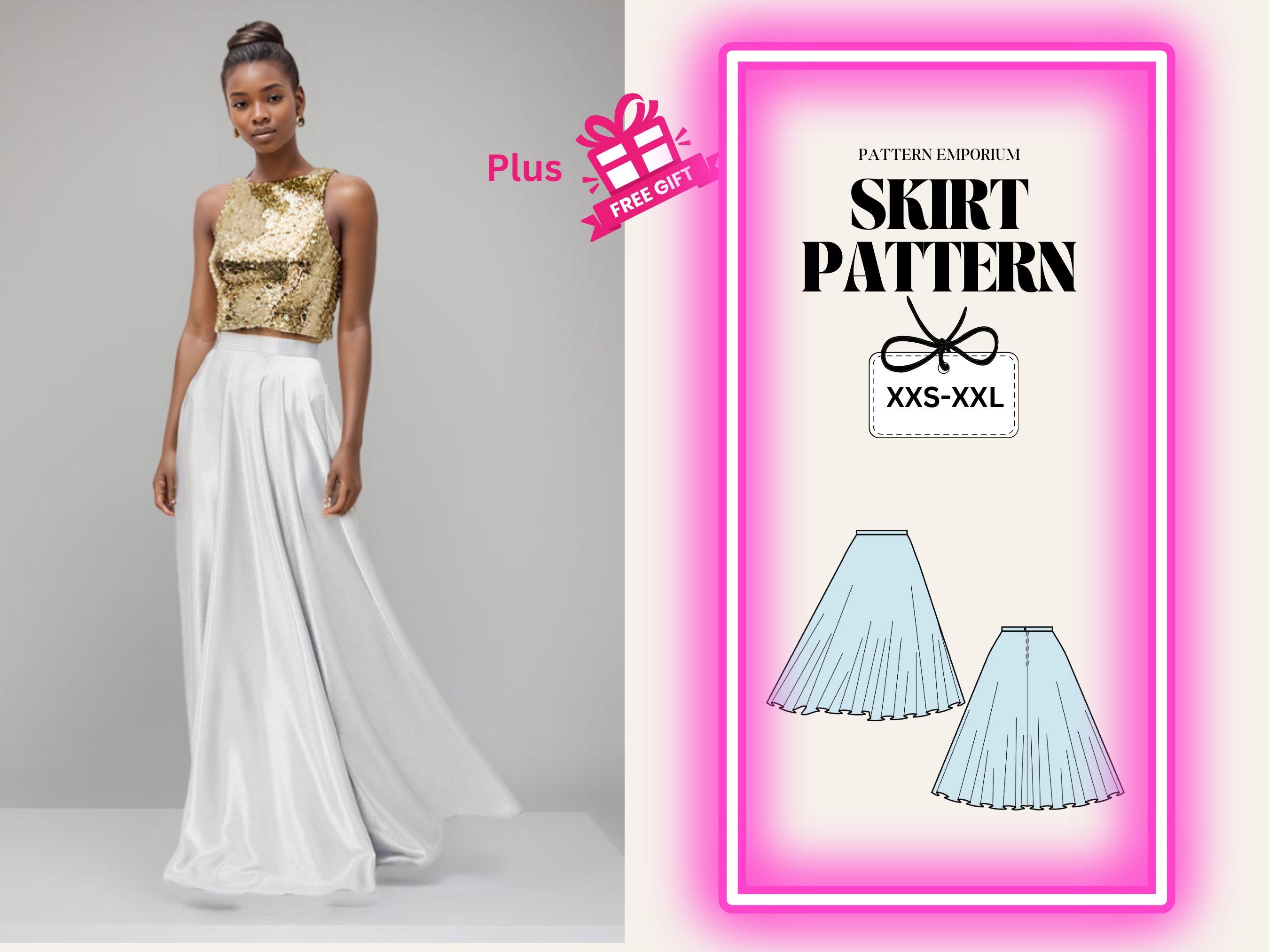 Maxi Skirt Pattern, Circle Skirt Pattern, Women's Skirt Patterns, High ...