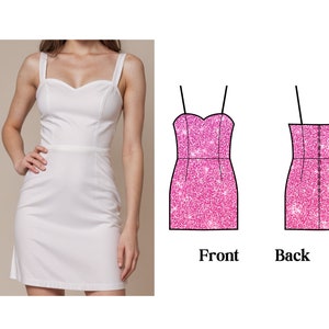 Mini Dress Sewing Pattern, Sweetheart Neckline Dress Pattern, Bustier ...