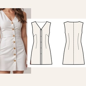 Mini Dress, Button up , Wrap Dress Pattern, Button Dress Pattern Women ...