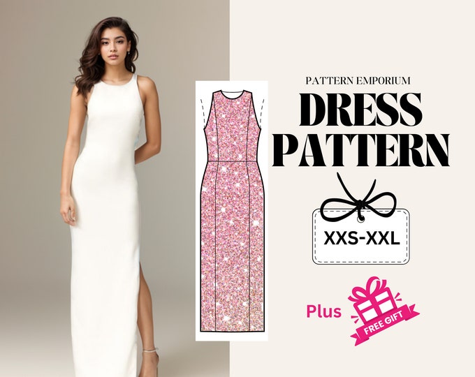 Maxi Dress, Prom Dress Pattern, Formal Dress Pattern, Halter Dress Pattern, Wedding Dress ...