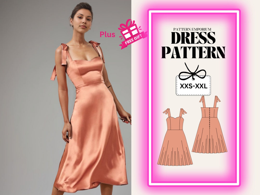 Midi Dress Sewing Pattern, Circle Skirt Dress Pattern, Bustier Dress ...