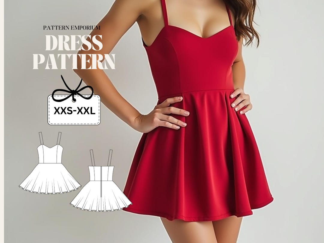 Dress Pattern, V Cut Dress Sewing Pattern, Summer Dress, Graduation ...