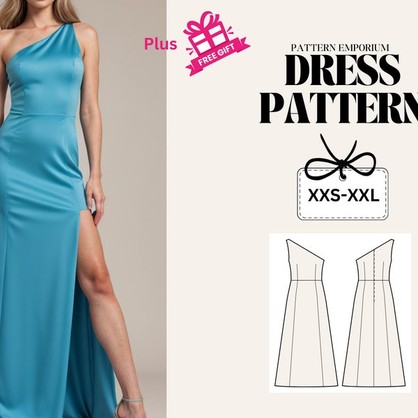 One Shoulder Dress Pattern - Etsy