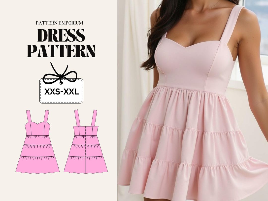 Sewing Patterns for Dress, Tiered Dress Patterns, Bustier Dress, Summer ...