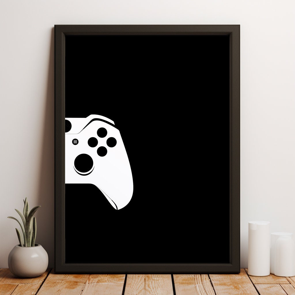 Gaming Controller Prints, Set of 2 Black and White Gaming Wall Art ...