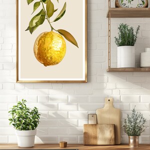 Retro Lemon Disco Ball Print: Funky Bar Cart Art (digital Download) - Etsy