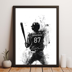 Personalized Baseball Prints Set: Black & White Sports Decor (digital ...